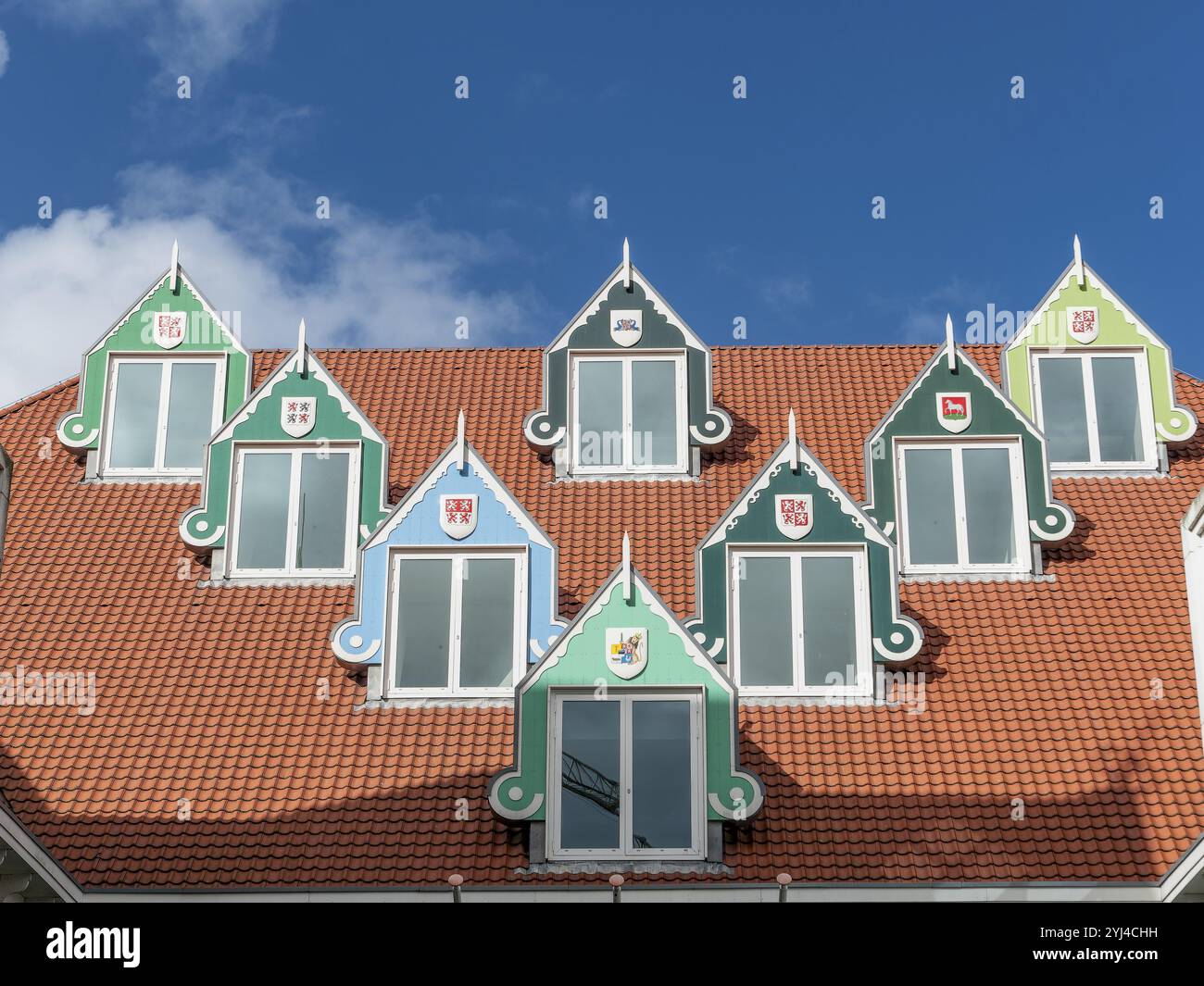 Roof with 7 triangular pointed dormer windows of the town hall ...