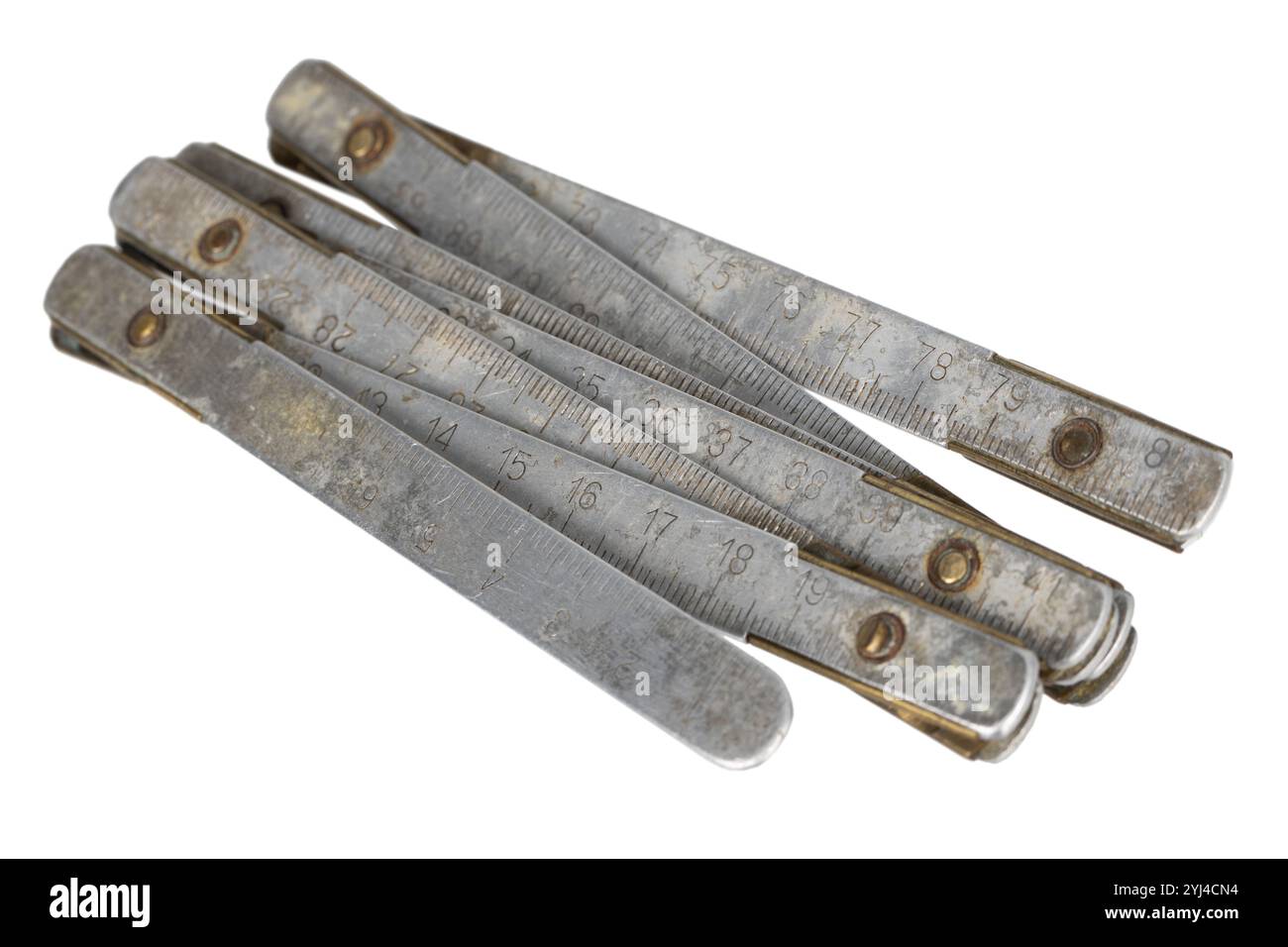 Antique carpenter's brass ruler isolated on white background Stock ...