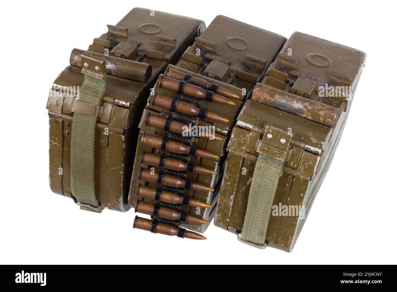 Ammo boxes with ammunition belt and 7.62 mm cartridges for kalashnikov ...