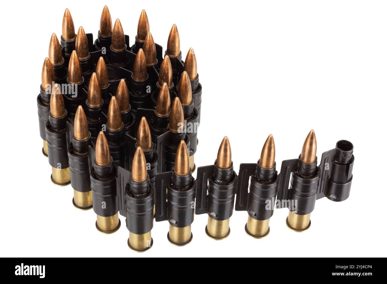 Machine Gun Ammo Belt with Ammunition isolated on white background ...
