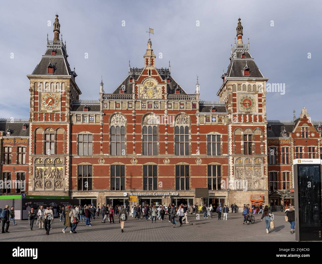 Impressive facade with two towers Neo-Renaissance building of Amsterdam ...
