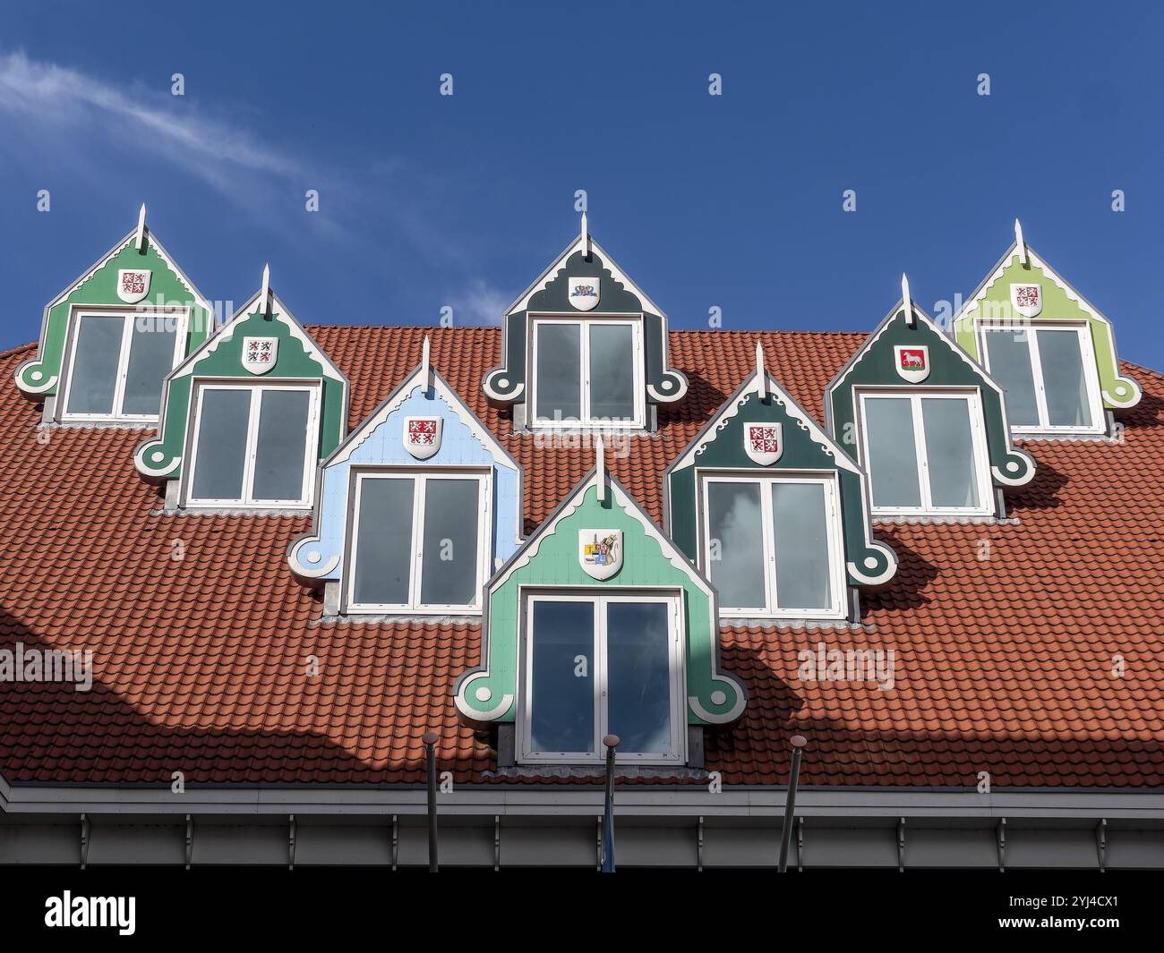 Roof with 7 triangular pointed dormer windows of the town hall ...