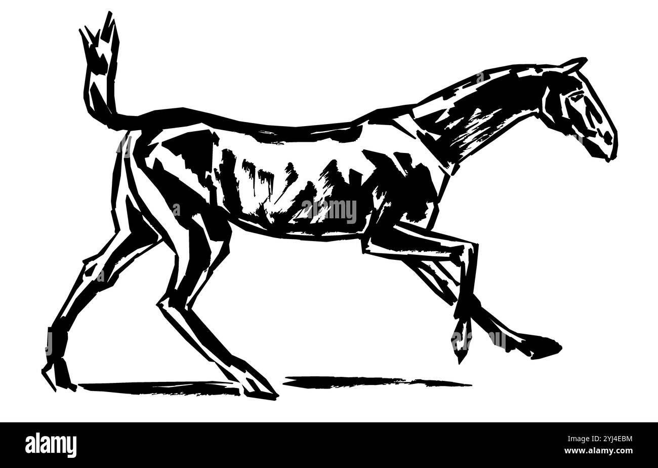 Running horse drawing hi-res stock photography and images - Alamy