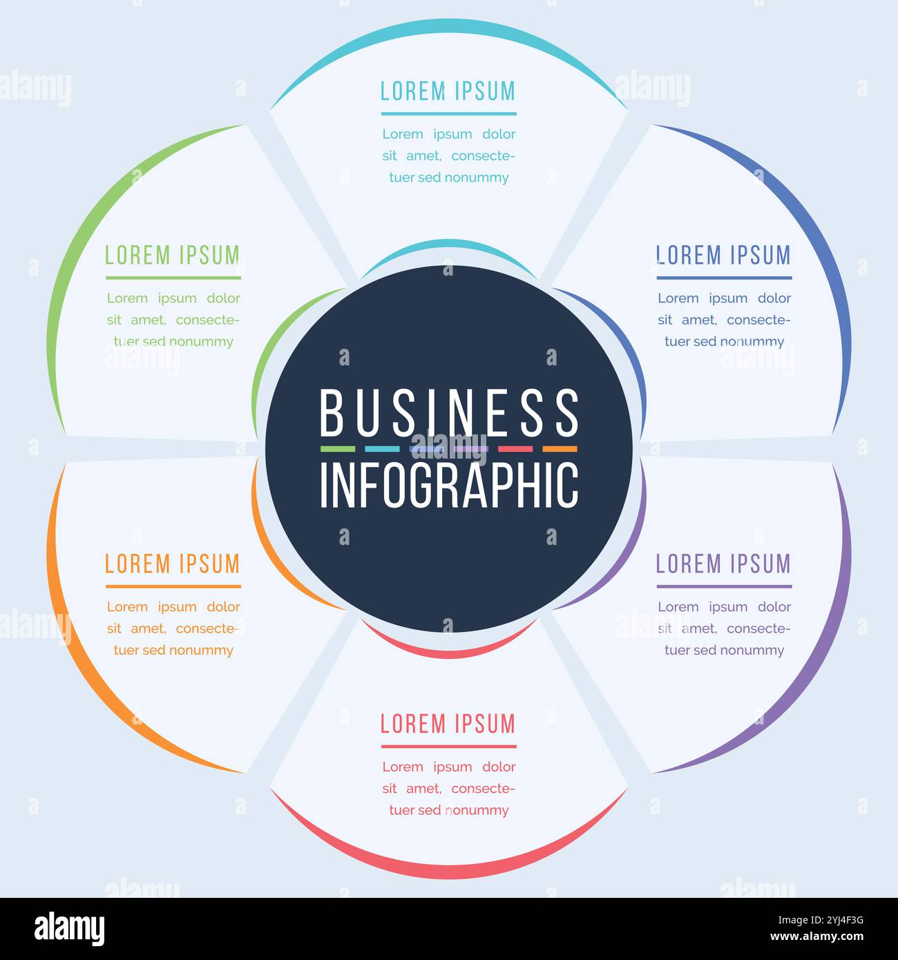 Circle Infographic design 6 steps, objects, elements or options ...