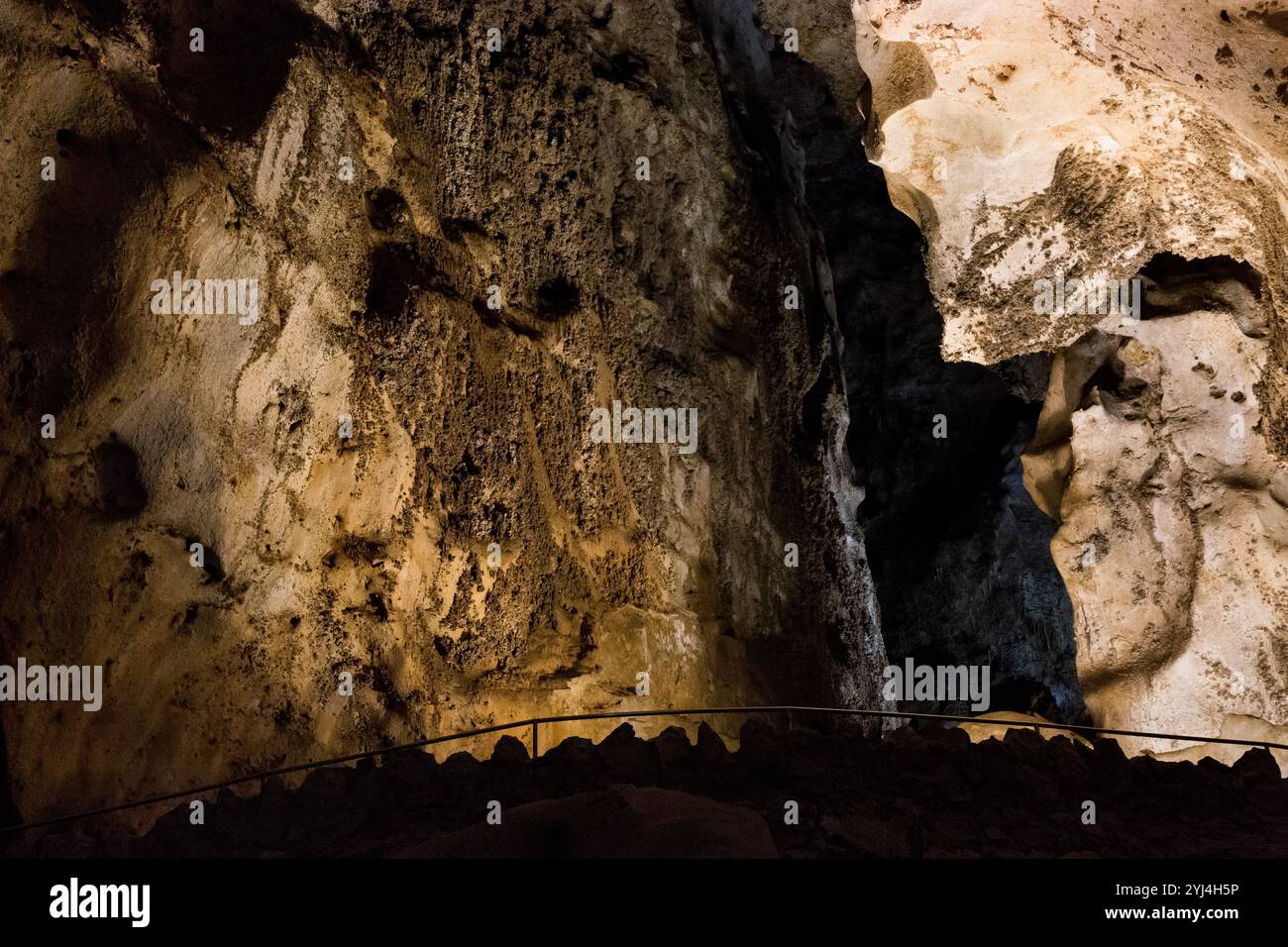 Cave features creating abstract patterns in a large chamber, Carlsbad ...