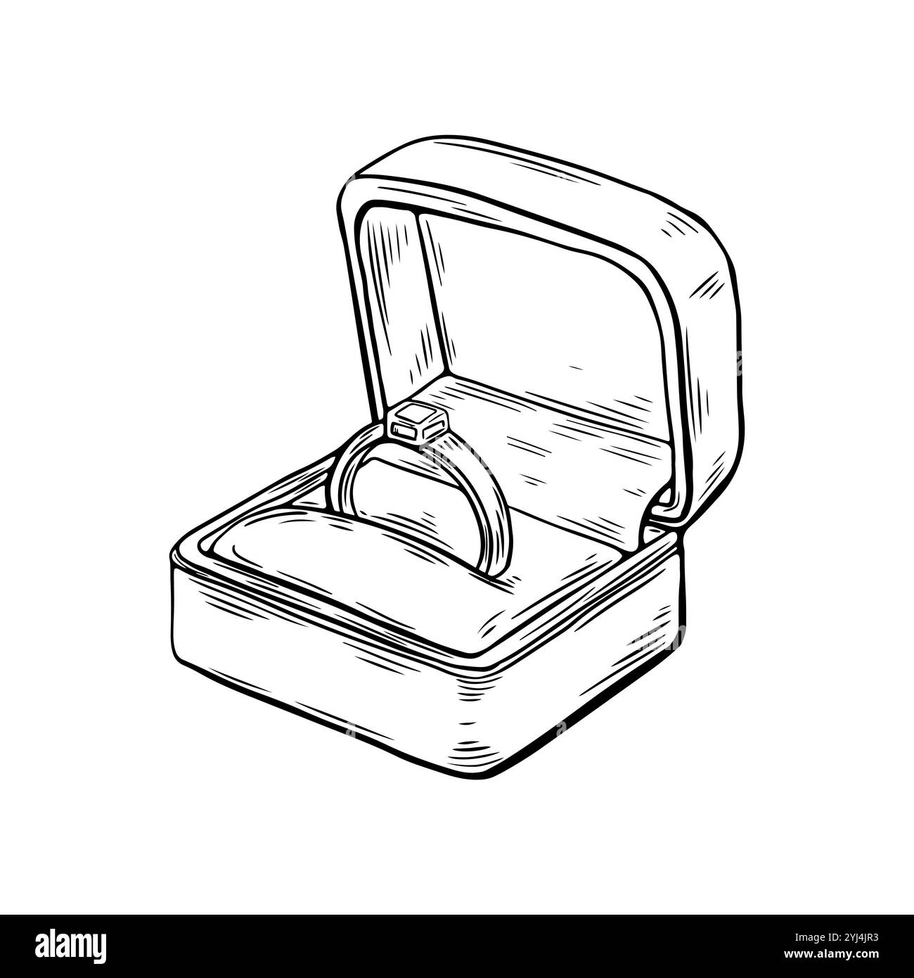 Engagement ring box illustration Black and White Stock Photos & Images ...