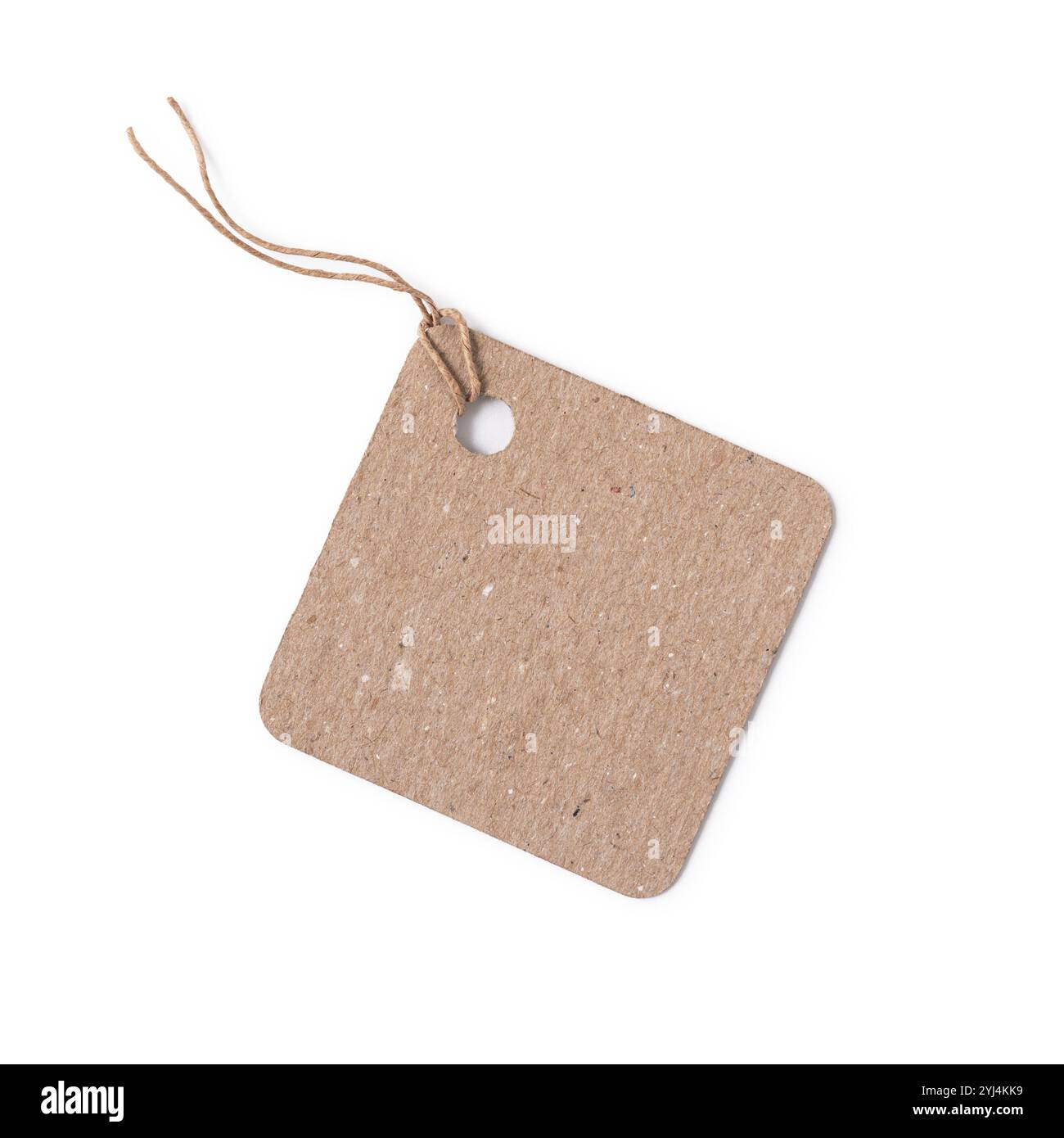 Blank price tag or label tied with string isolated on white background ...