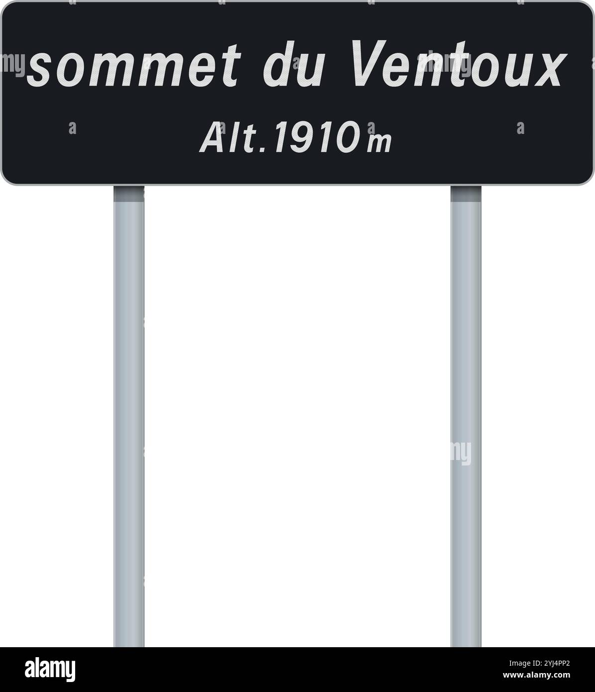 Vector illustration of the Ventoux summit road sign on metallic posts ...