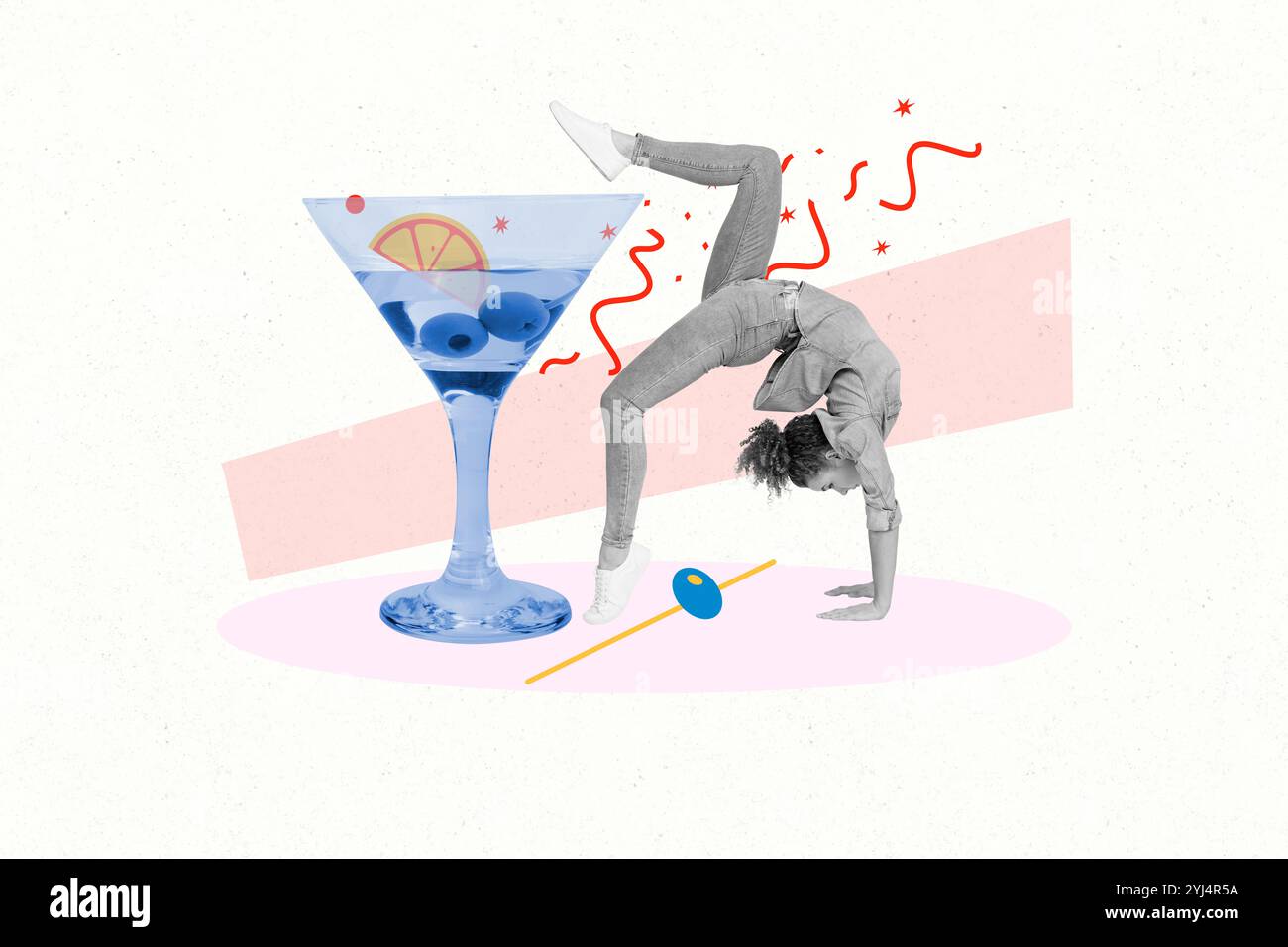 Composite trend artwork 3D sketch collage of party celebrate huge drink ...