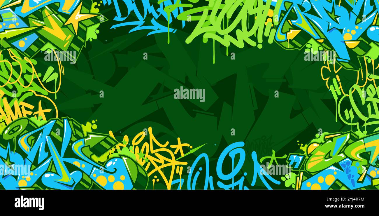 Abstract Dark Green Urban Street Art Graffiti Style Vector Illustration ...