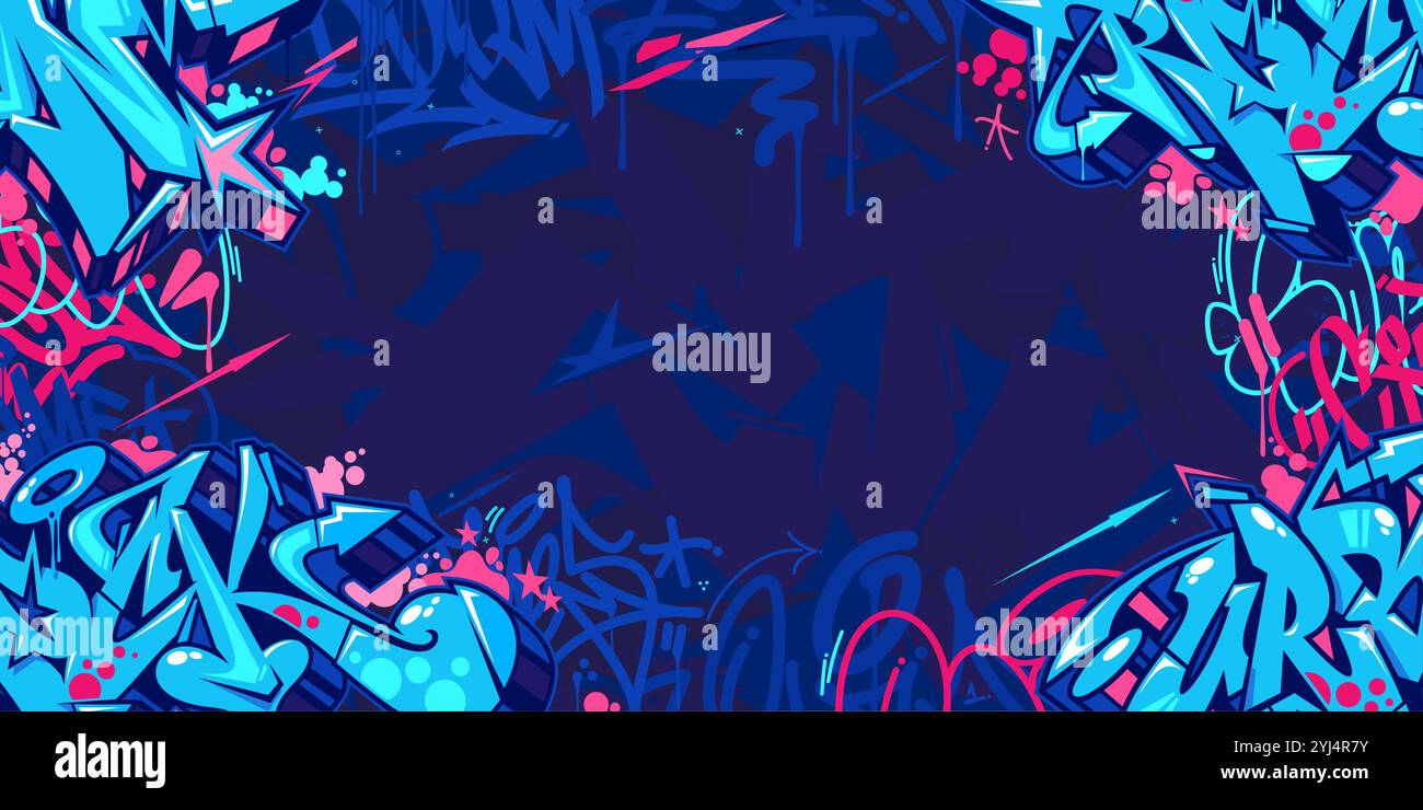 Abstract Dark Blue Urban Street Art Graffiti Style Vector Illustration ...