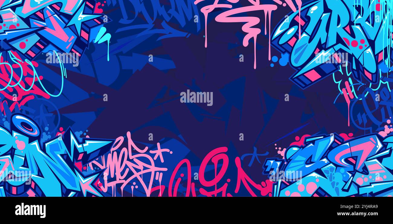 Cool Abstract Dark Blue Urban Street Art Graffiti Style Vector ...
