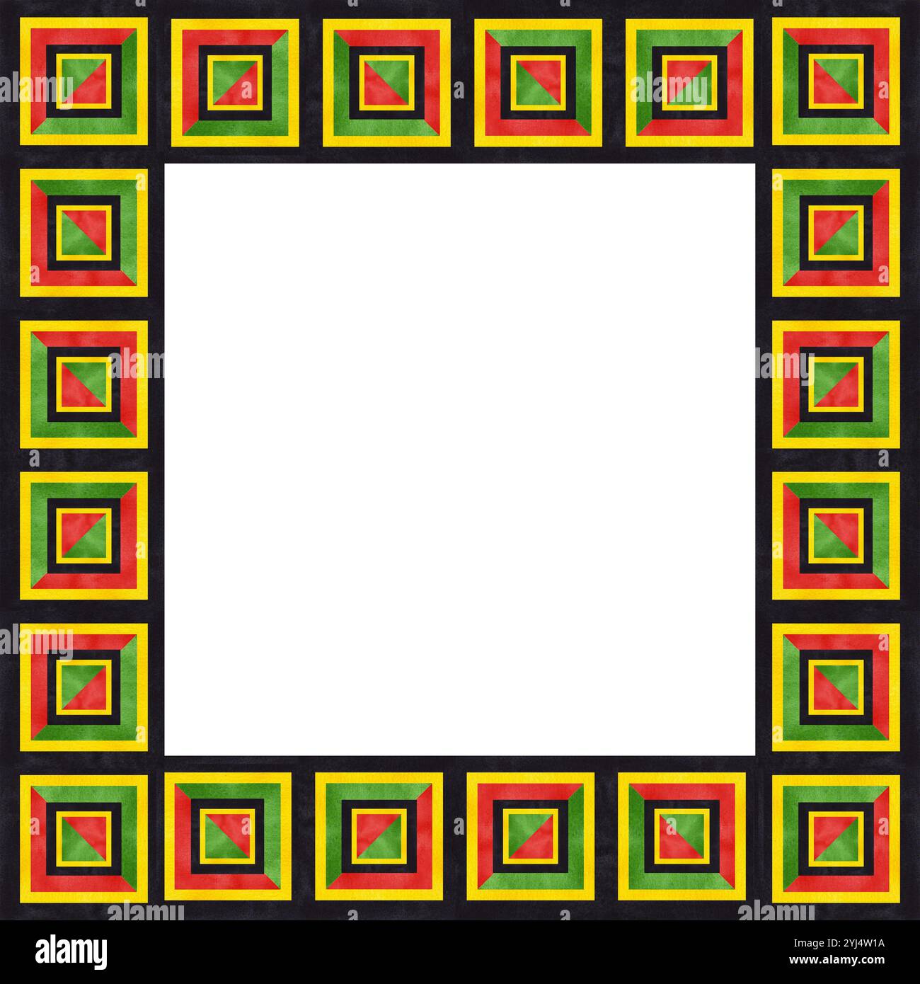 Kwanzaa square frame traditional African tribal patterns, red black ...