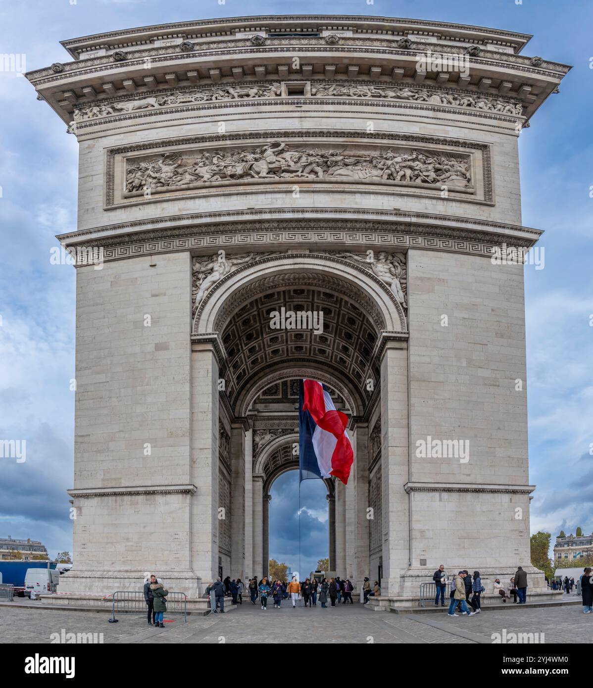Paris, France - 11 11 2024: View of The Triumphal arch with French Flag ...