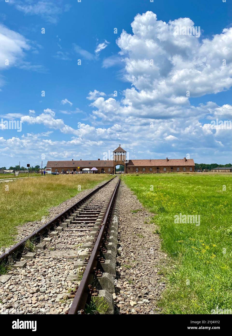 The Auschwitz Birkenau concentration camp train entrance in Oświęcim ...