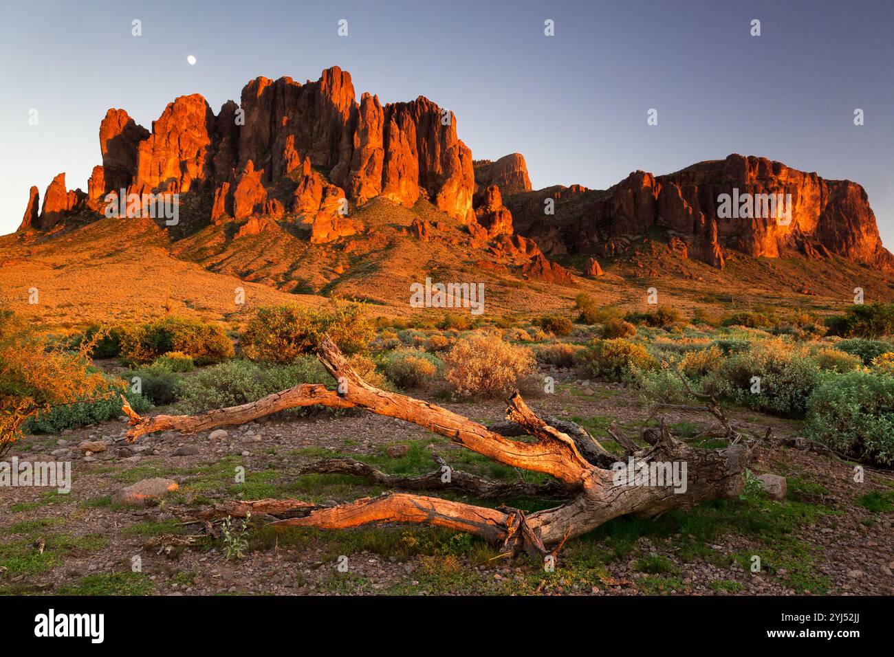 The moon rising above the western Superstition Mountains, Lost Dutchman ...