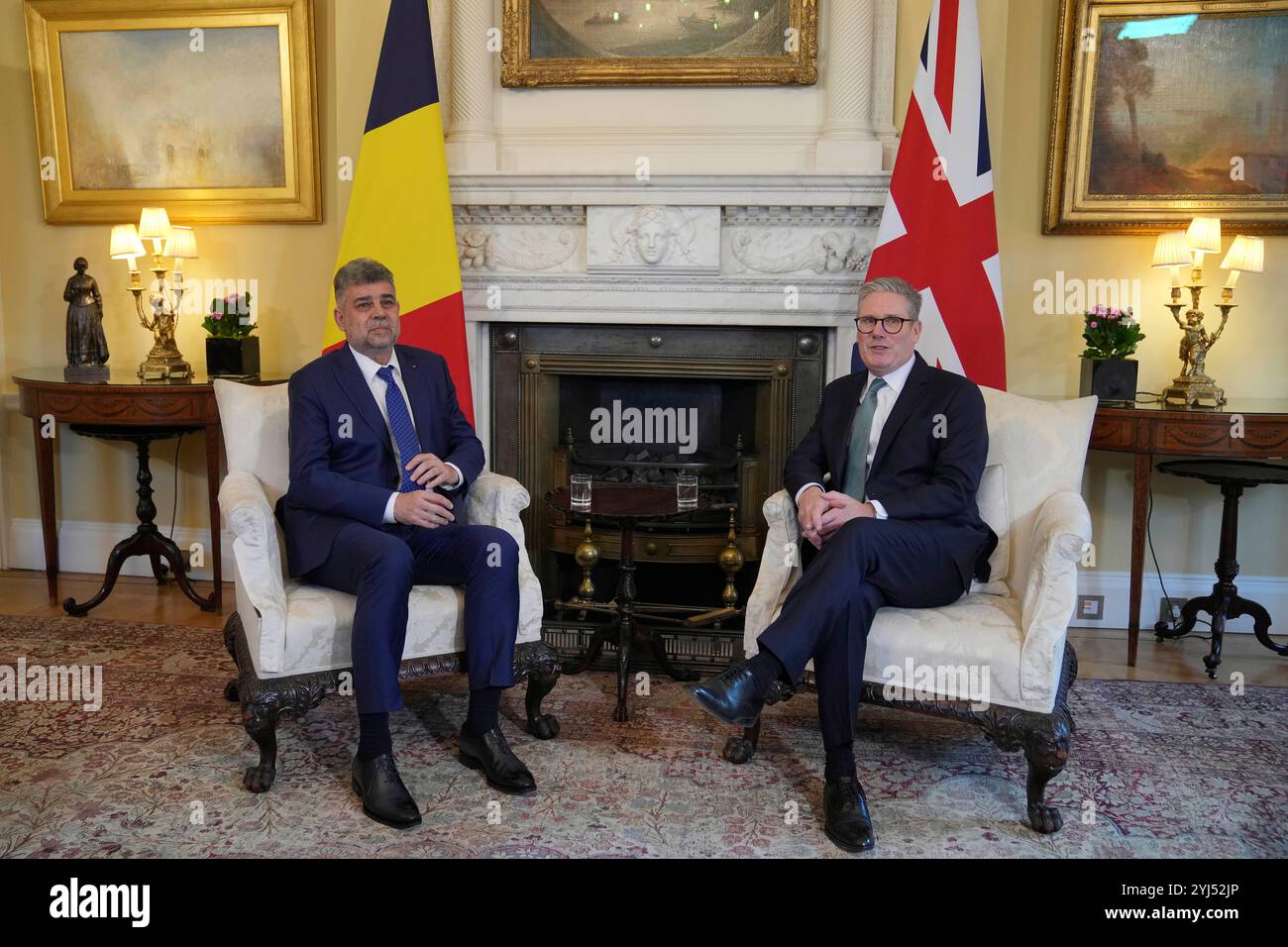Prime Minister Sir Keir Starmer (right) with Prime Minister of Romania ...