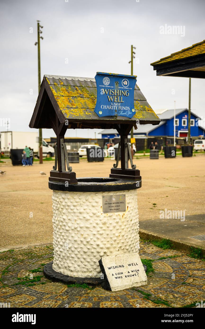 A charity wishing well at Old Town, Hastings, East Sussex, England ...