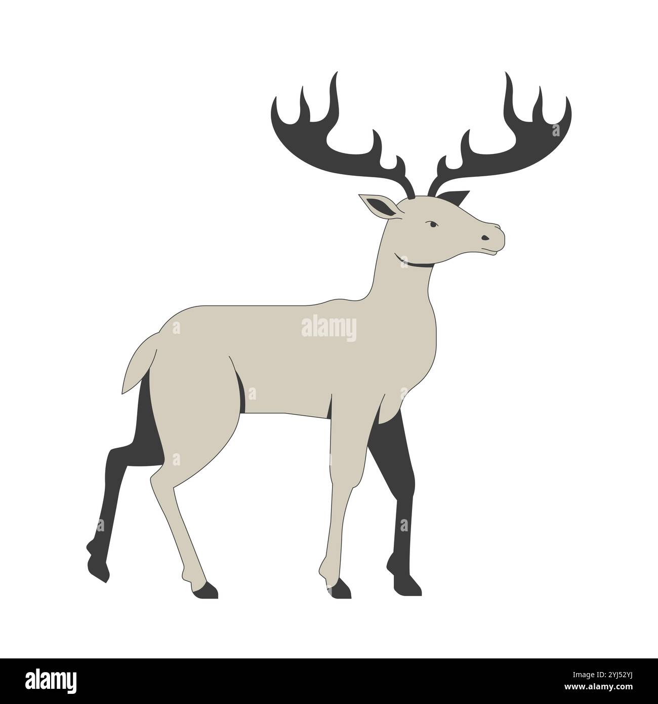 Gorgeous moose with branched antlers 2D cartoon character Stock Vector ...