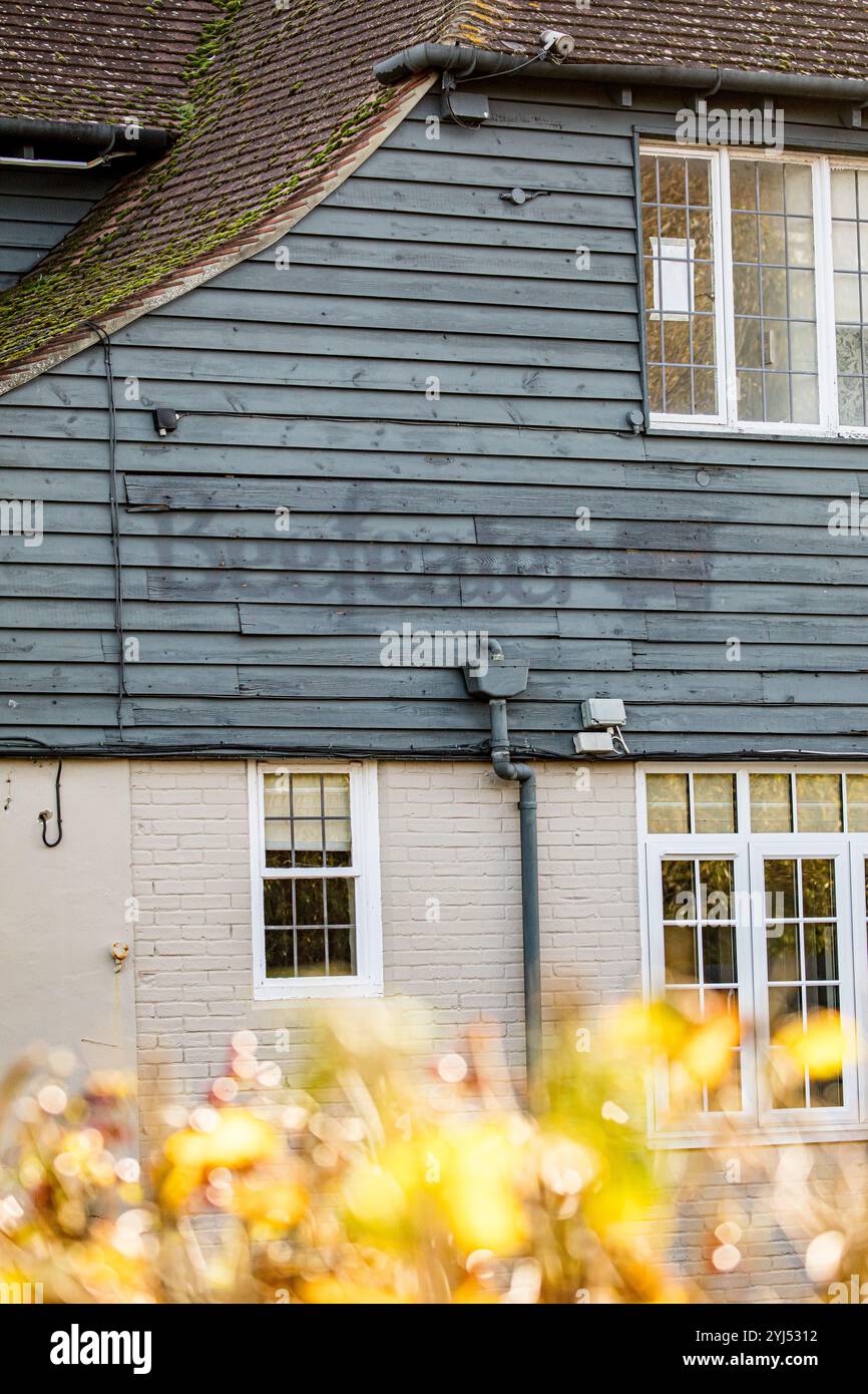 Beefeater ghost writing on wooden boarding after the main sign has been ... Beefeater ghost writing on wooden boarding after the main sign has been ...