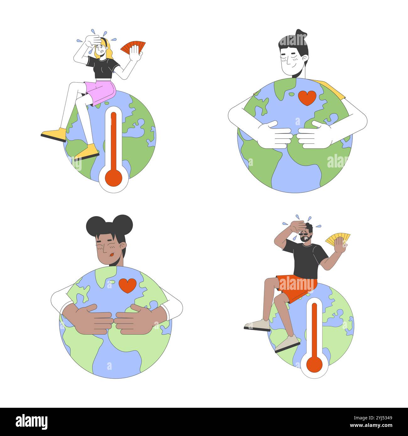 Protecting global environment 2D illustration concepts set Stock Vector ...
