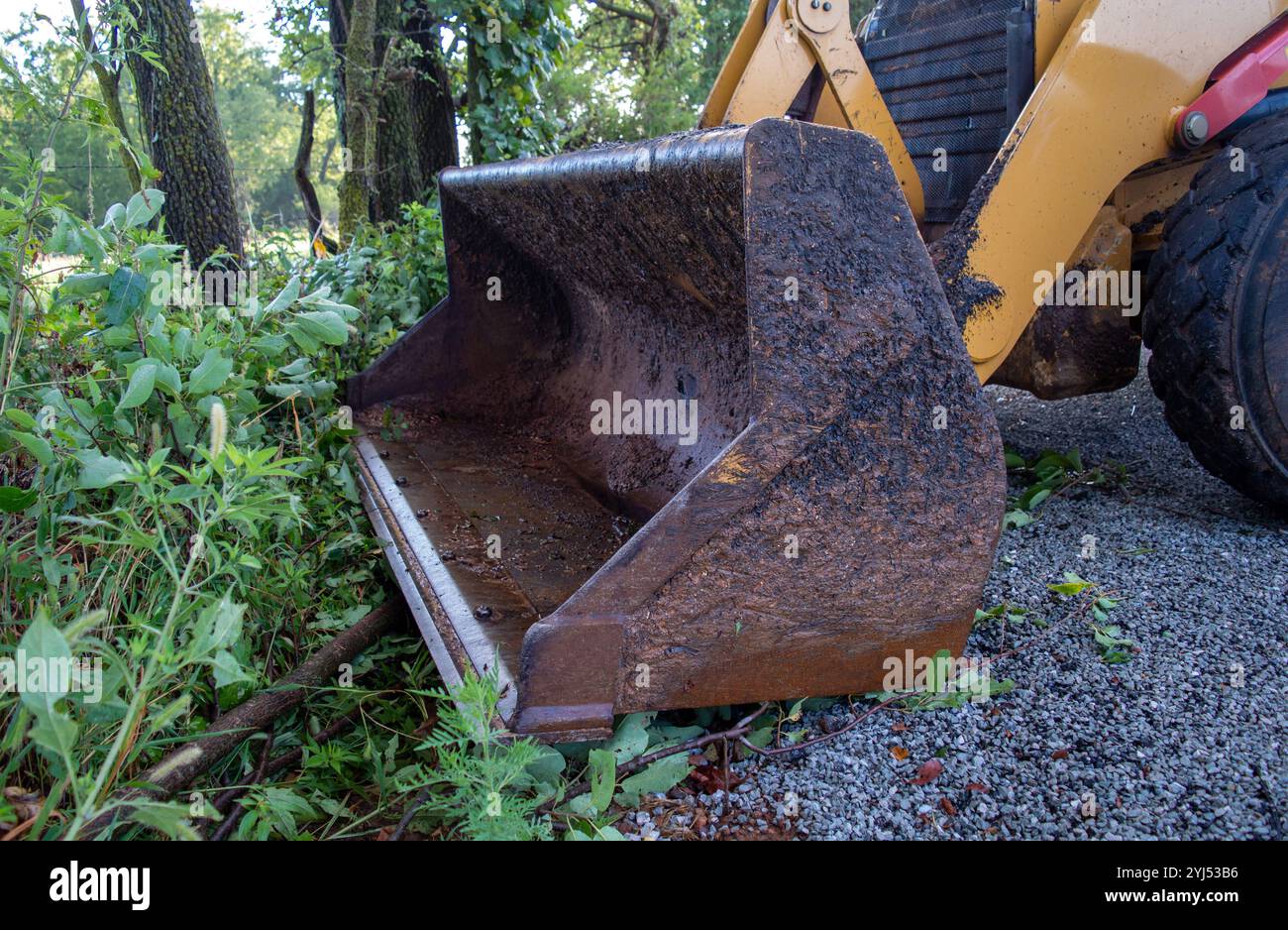 Close up look at the front of a backhoe loader that has been brought to ...