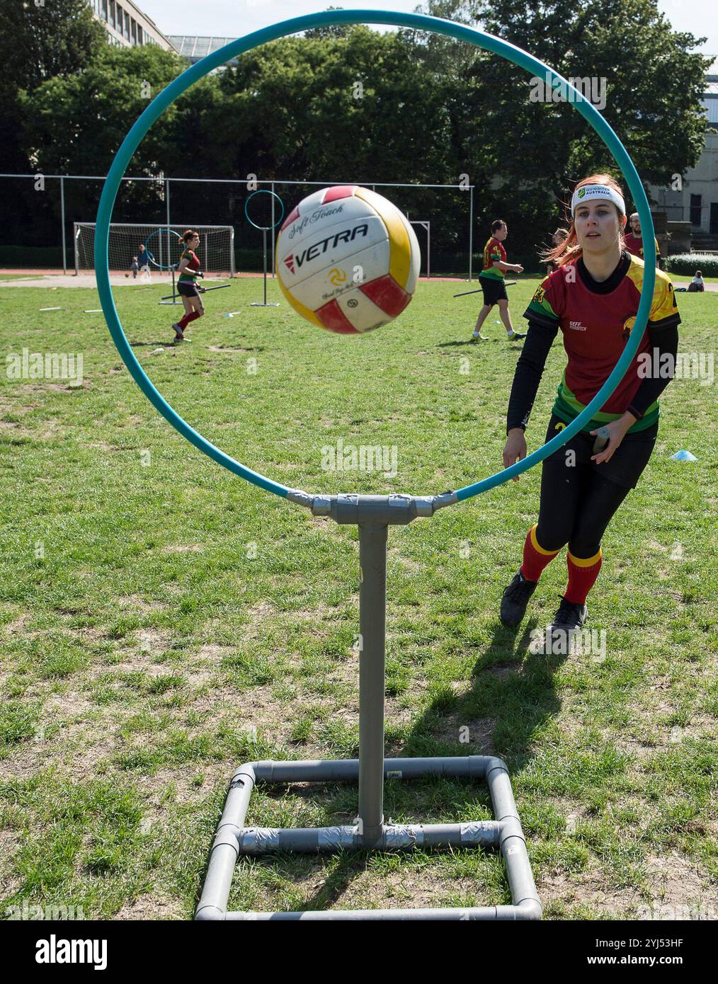 Quidditch match - To score the ball has to be put across one of the ...