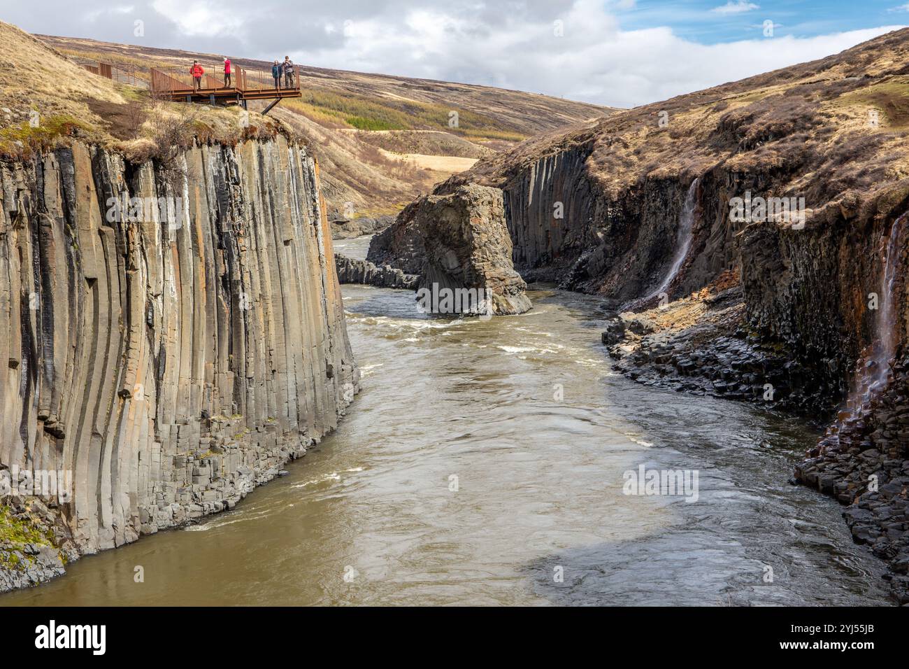 Studlagil canyon (The Basalt Canyon) landscape view of the ravine with ...