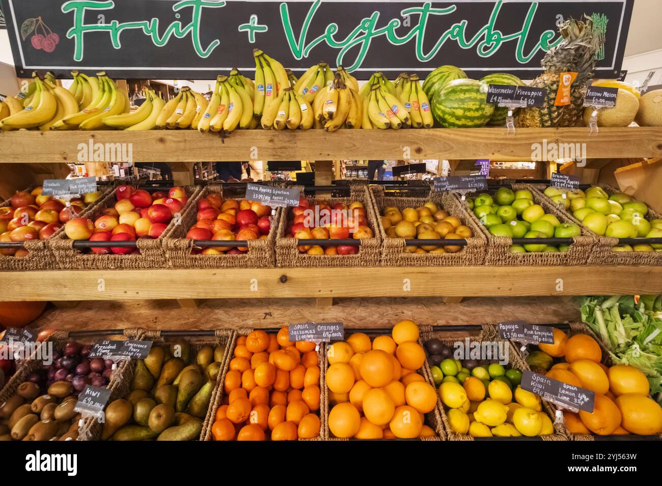 England, Kent, Deal, Algar Lodge Farm Shop & Cafe, Colourful display of ...