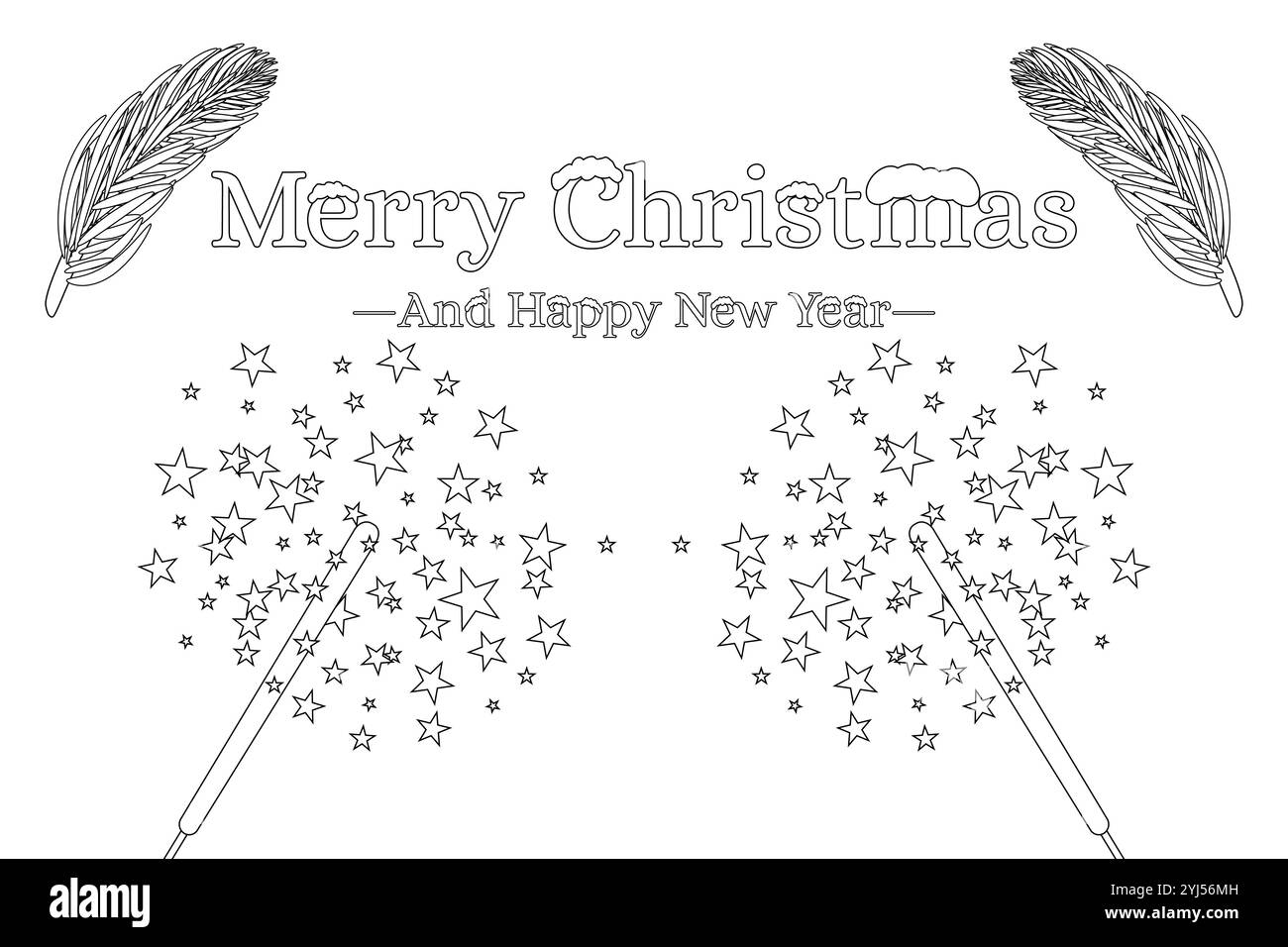 Festive Christmas and New Years Eve coloring page featuring sparklers ...