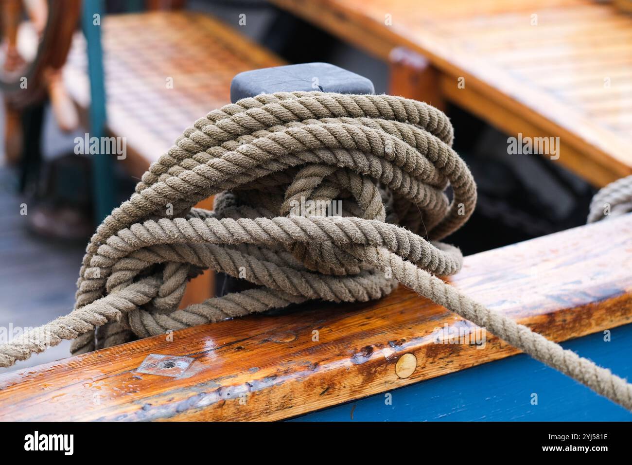 Ropes on an old sailing ship Stock Photo - Alamy