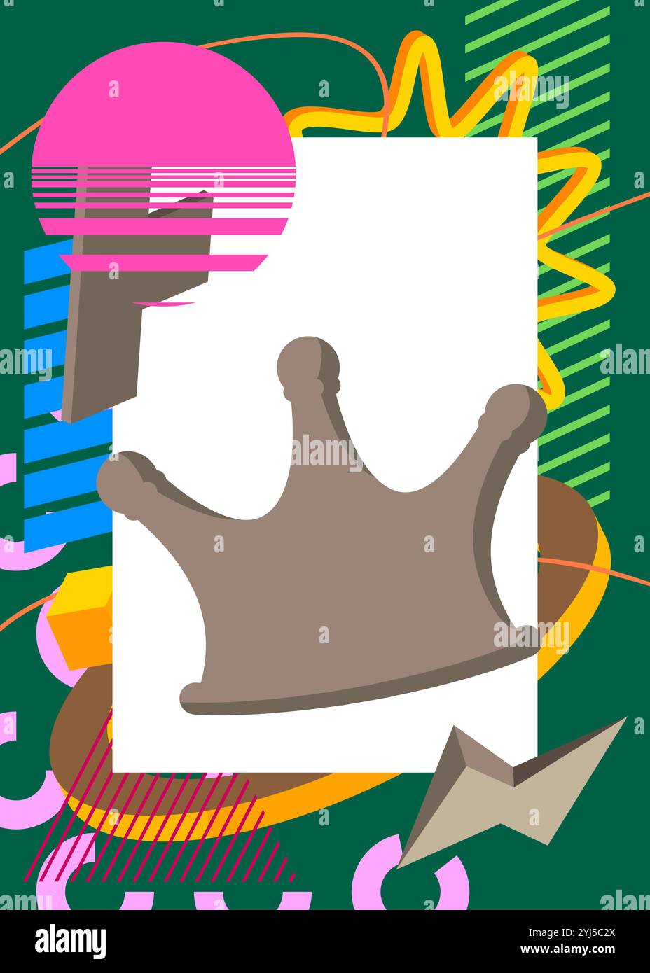 Crown geometrical graphic retro theme background. Minimal geometric ...