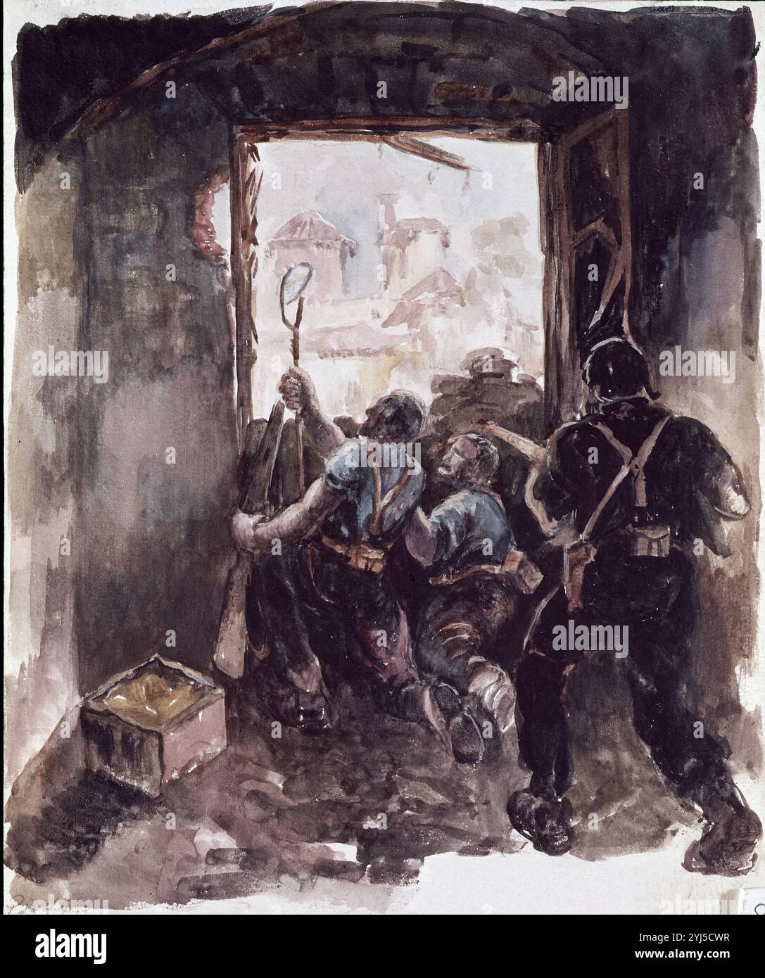 TOLEDO-ALCAZAR-DEFENSORES OBSERVANDO AL ENEMIGO-GUERRA CIVIL ESPAÑOLA ...