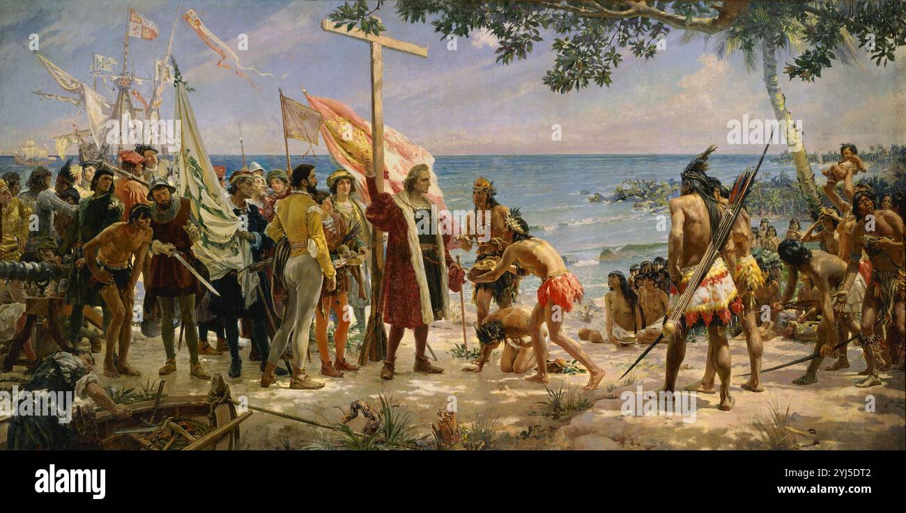 'First Tribute to Christopher Columbus', 1892, Oil on canvas, 600 x 300 ...