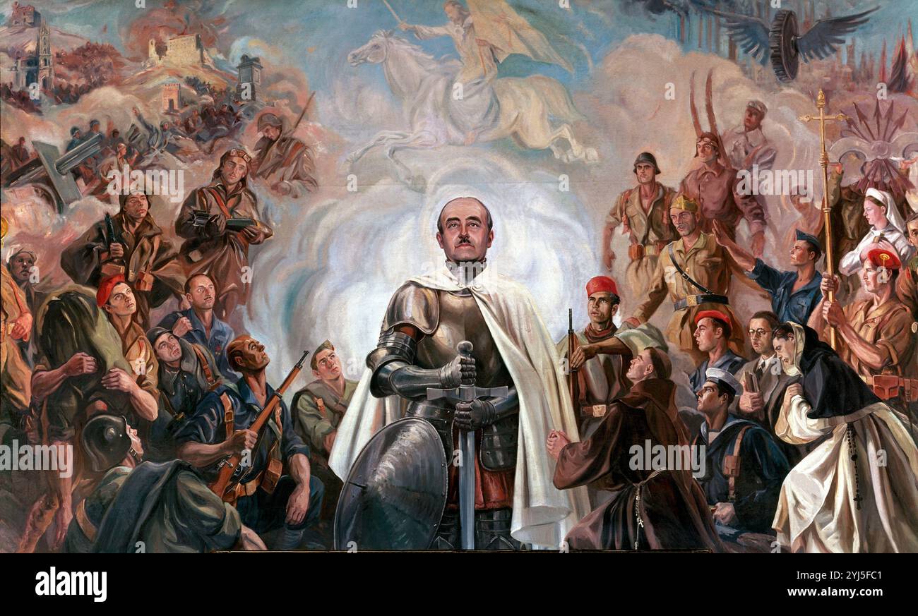 ALEGORIA DE FRANCO Y LA CRUZADA - 1948/9 - PINTURA MURAL - (DETALLE ...