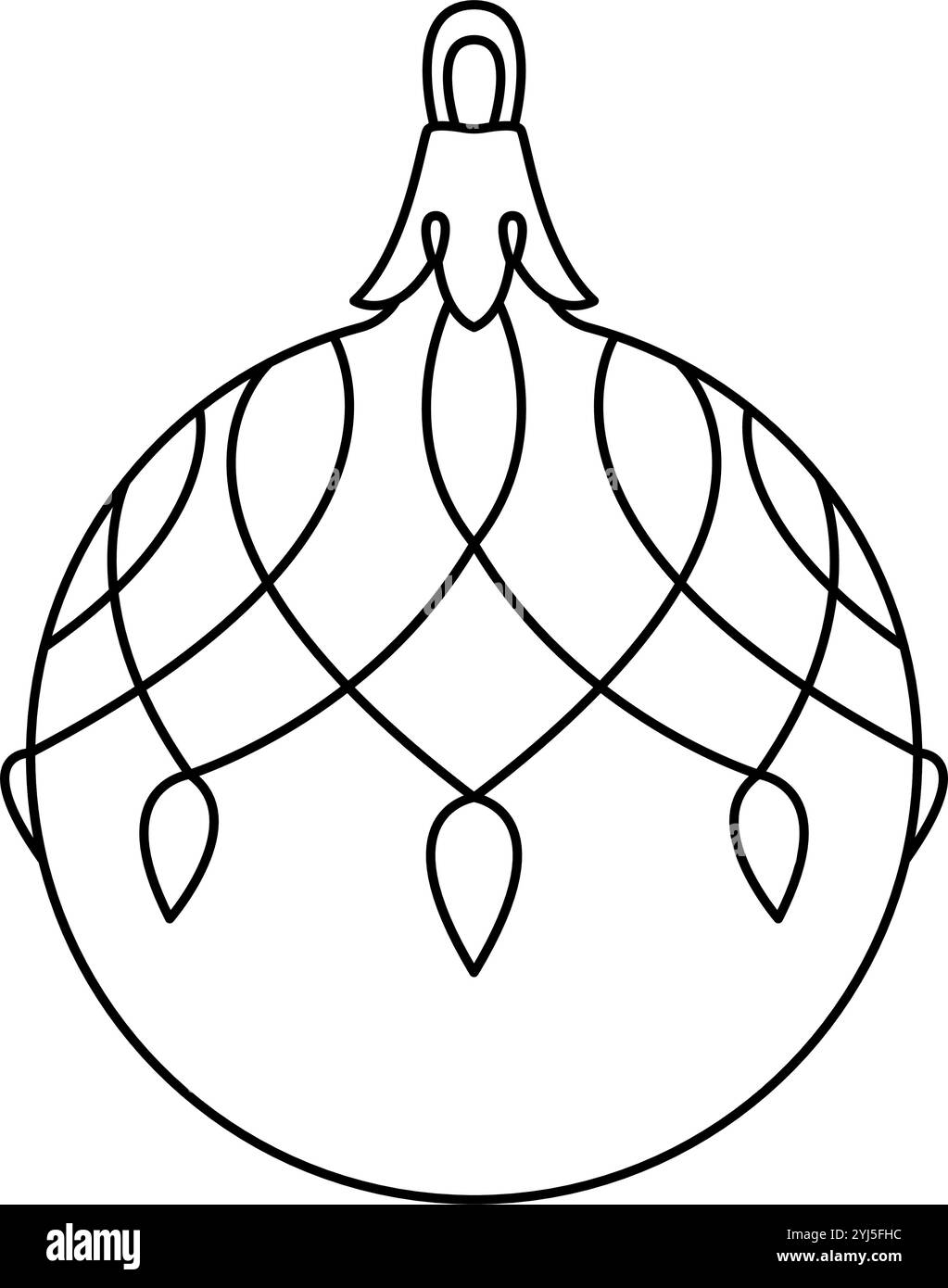 Vector christmas ball doodle style. Hand drawn black and white isolated ...