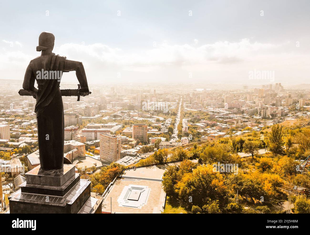 Yerevan, Armenia - 19th october, 2024: Aerial circular view Mother ...
