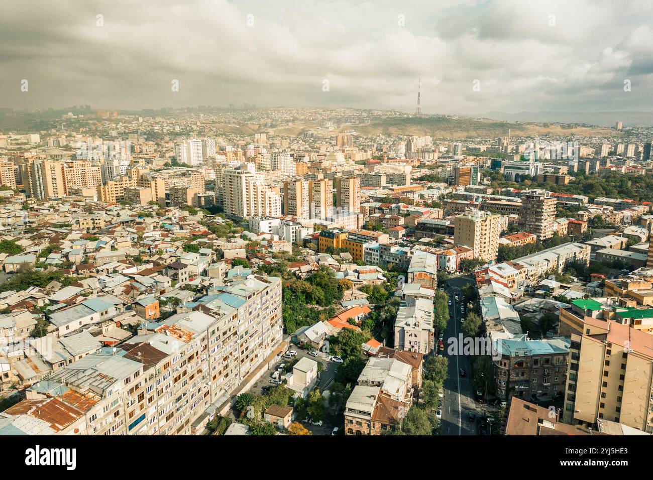 Yerevan, Armenia - 17th october, 2024: aerial top view sunny Armenia ...