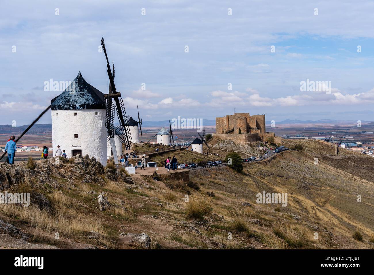 Consuegra, Spain - November 2, 2024: Windmills. An icon of La Mancha ...