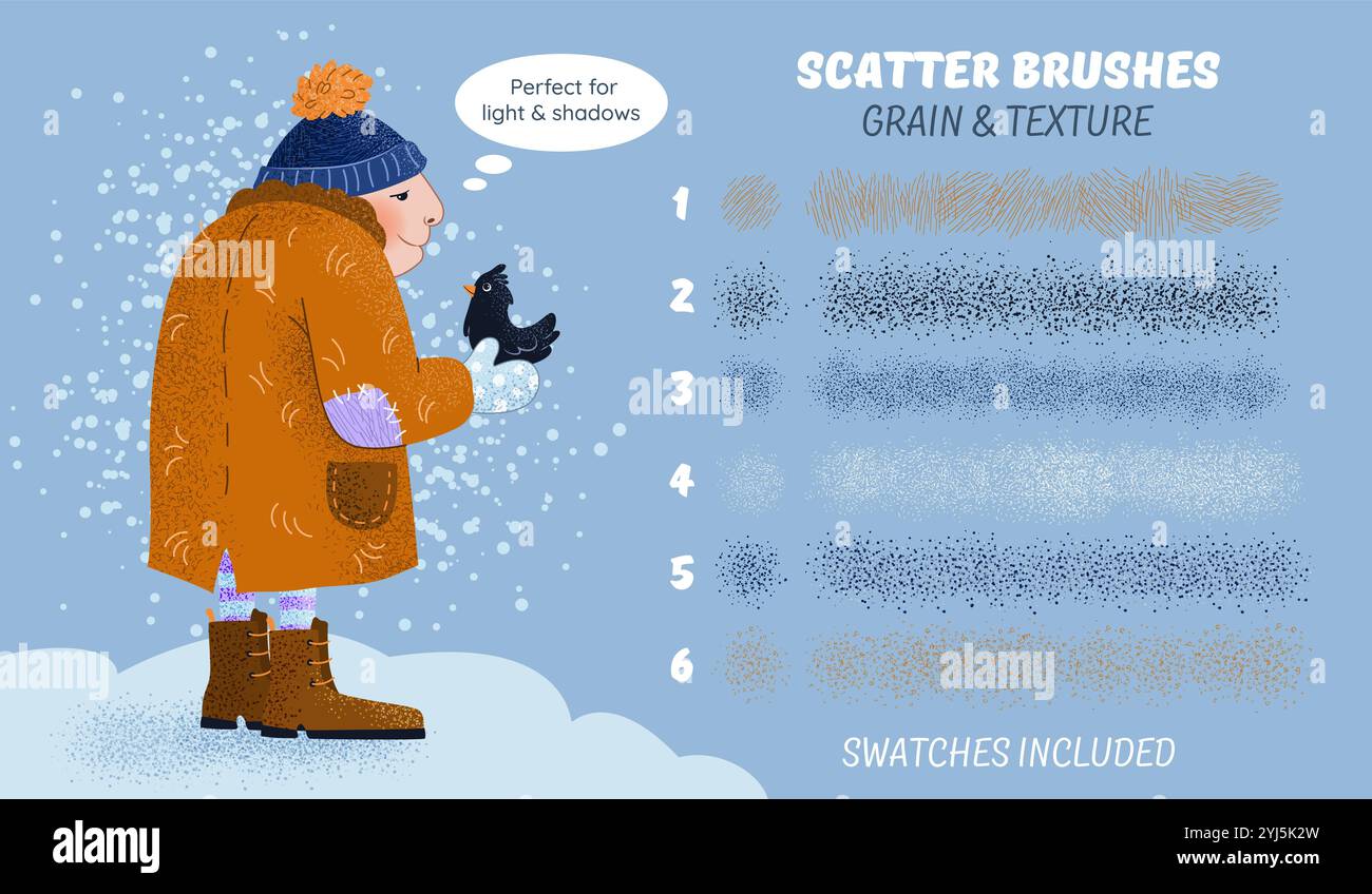 Grain scatter and texture brushes. Design kit Stock Vector Image & Art ...