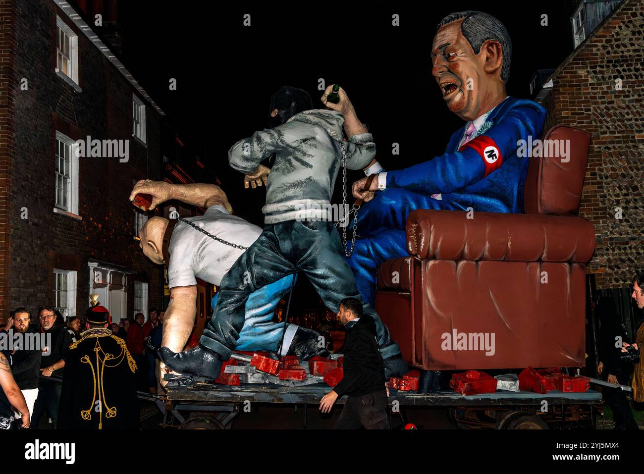 Cliffe Bonfire Society Parade Effigies of MP Nigel Farage and Rioters ...