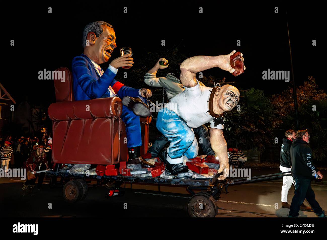 Cliffe Bonfire Society Parade Effigies of MP Nigel Farage and Rioters ...