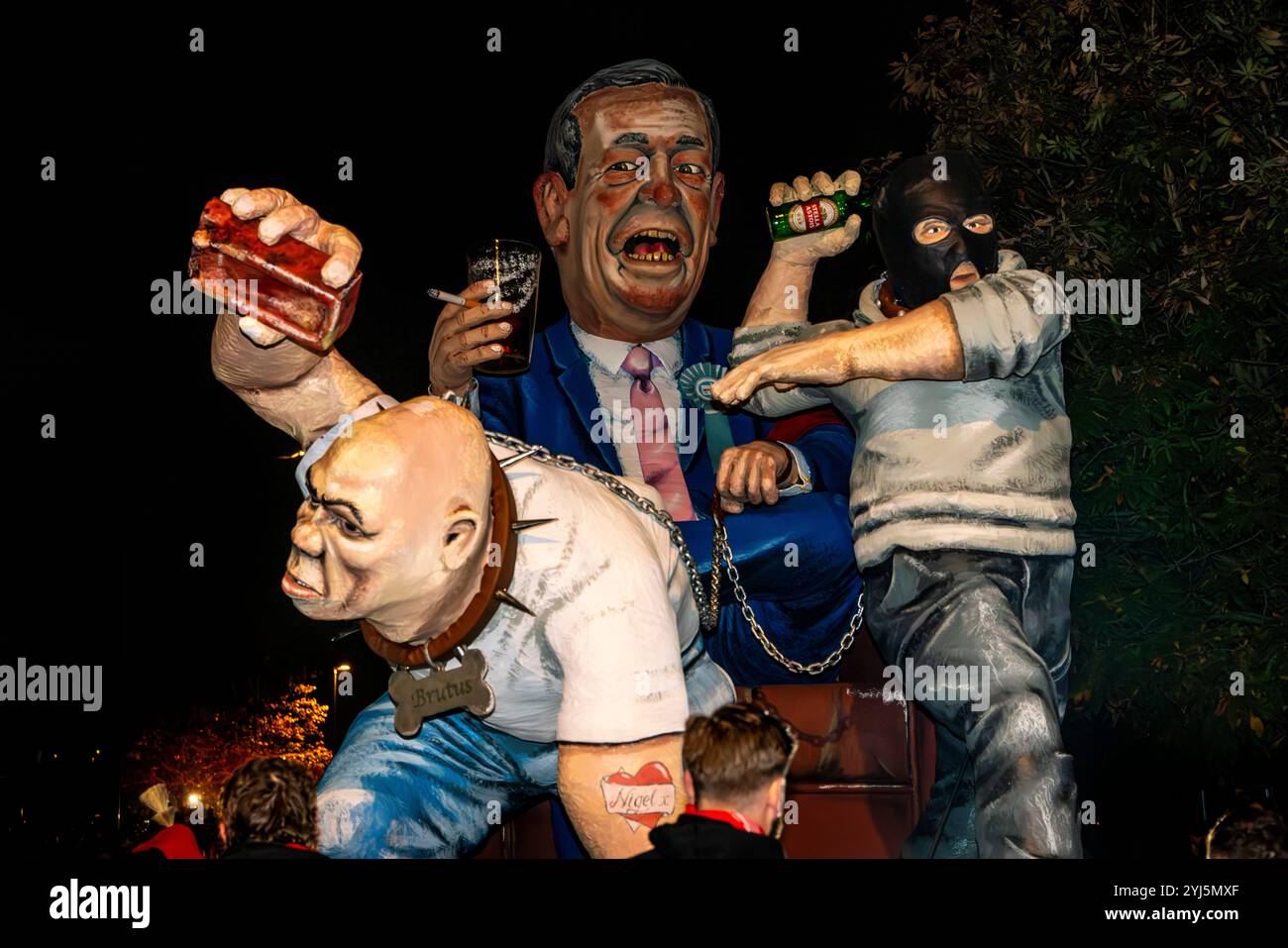 Cliffe Bonfire Society Parade Effigies of MP Nigel Farage and Rioters ...