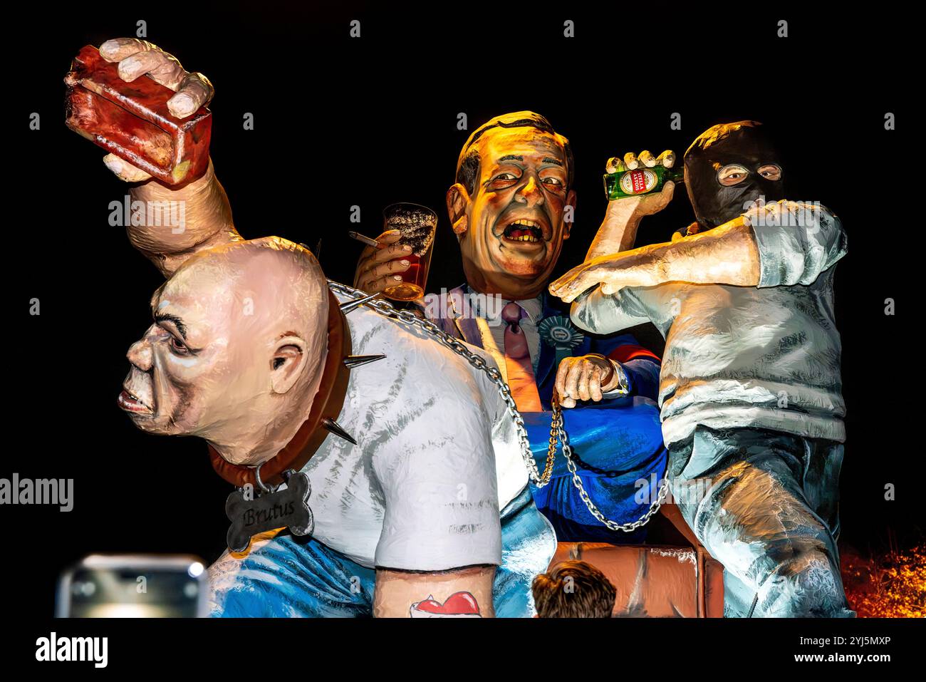 Cliffe Bonfire Society Parade Effigies of MP Nigel Farage and Rioters ...