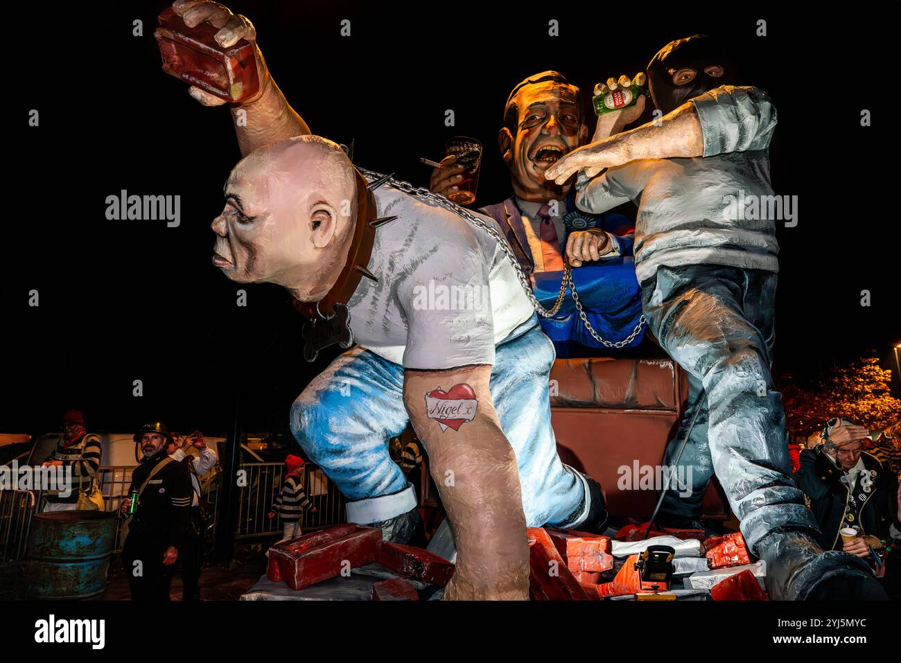 Cliffe Bonfire Society Parade Effigies of MP Nigel Farage and Rioters ...