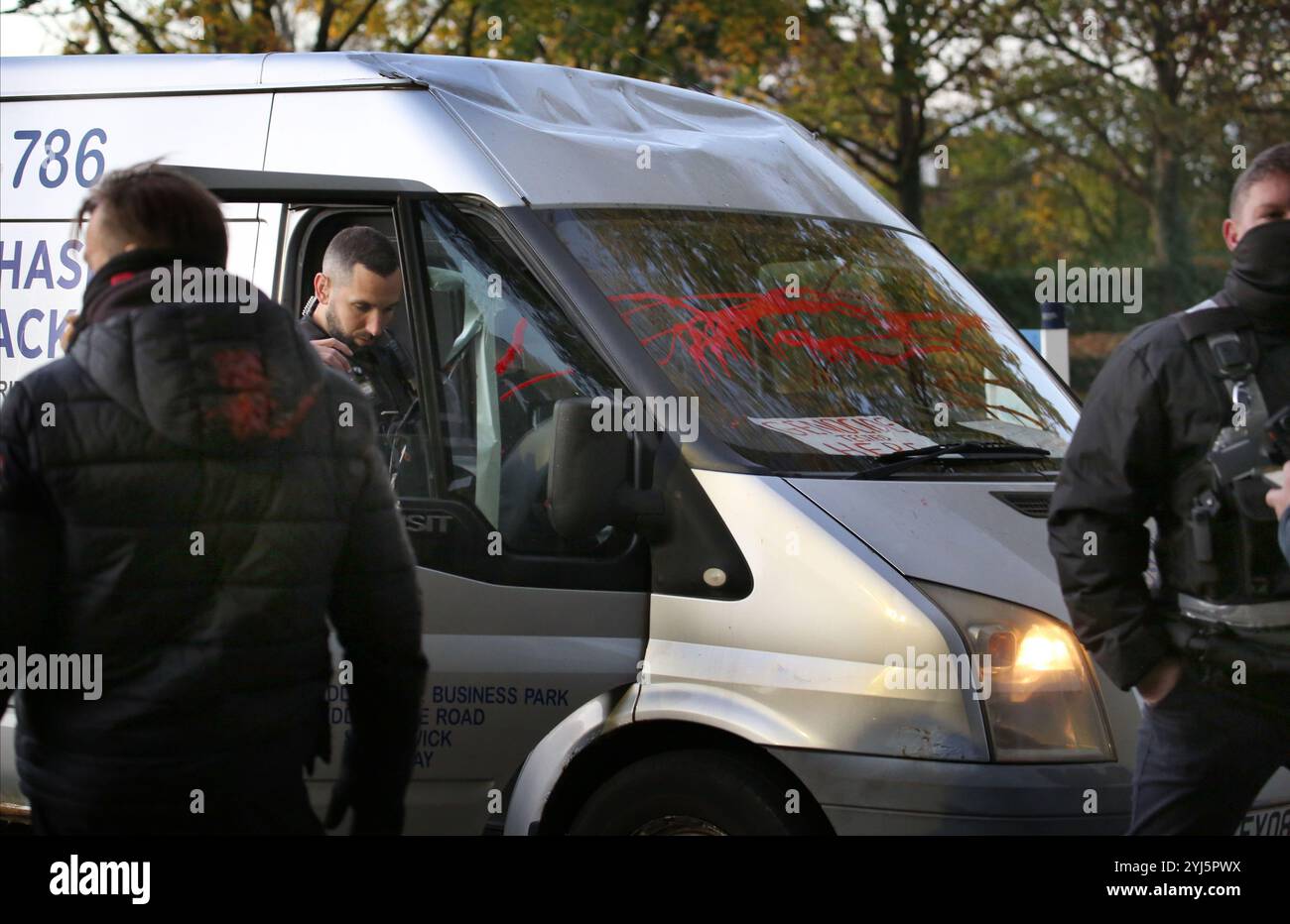 Bristol, England, UK. 12th Nov, 2024. A sign sits on the dashboard of ...