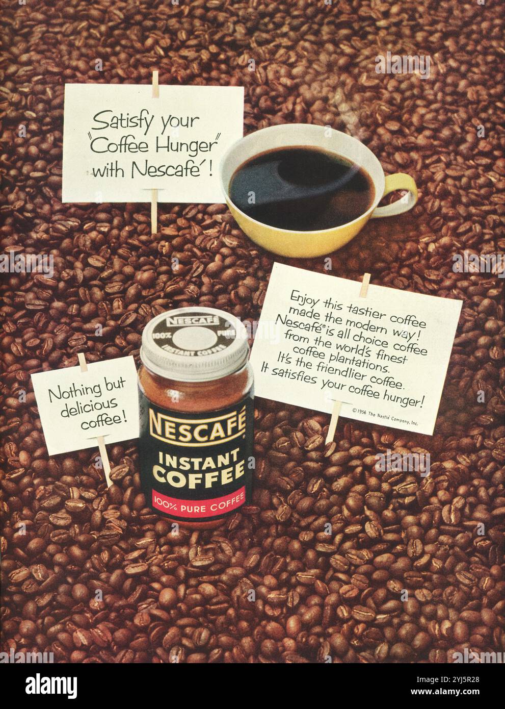 1956 Nescafé instant coffee ad - "Satisfy your coffee hunger with ...