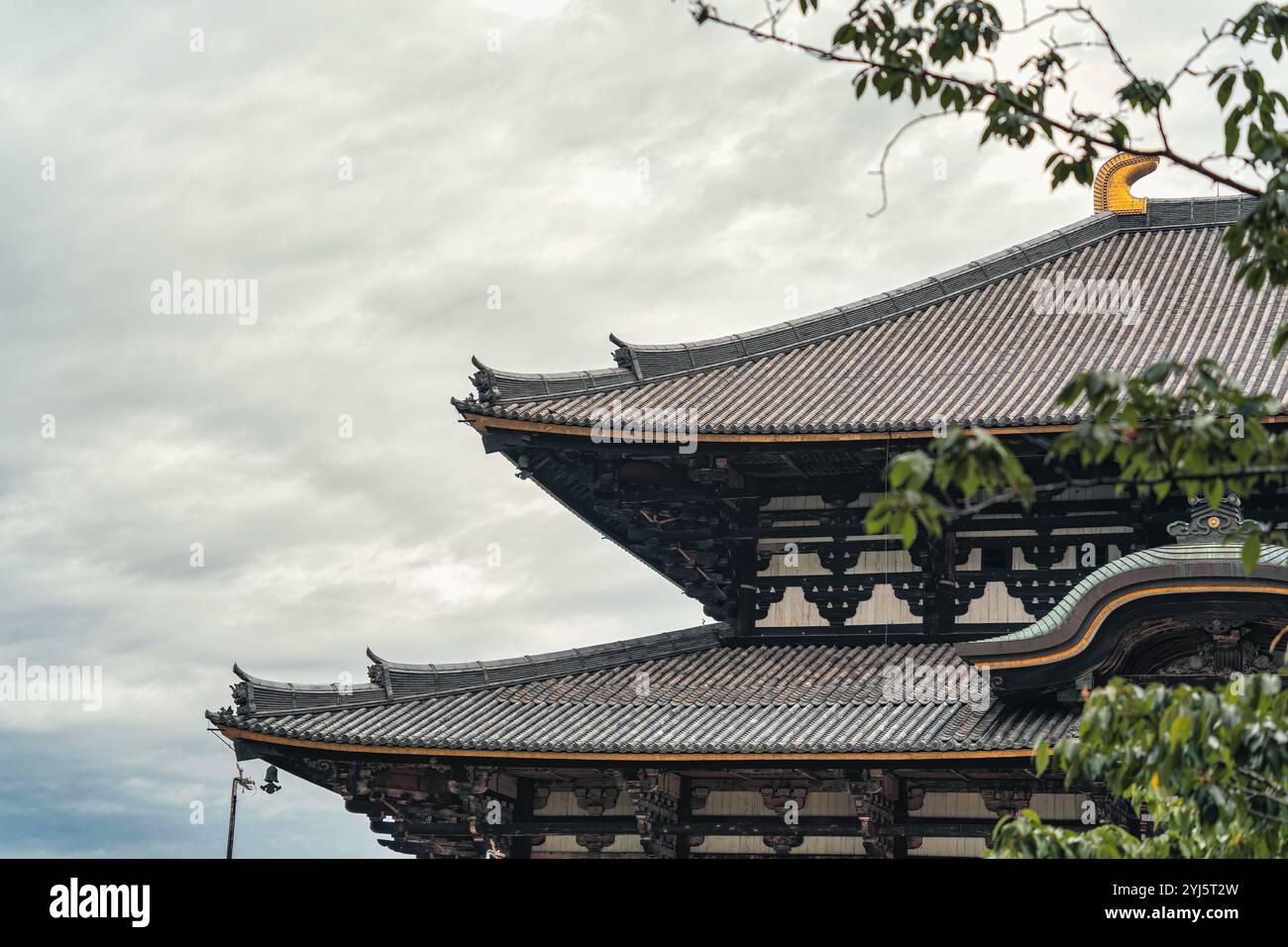 Architectural detail with the rooftop of Todaiji Daibutsuden (Great ...