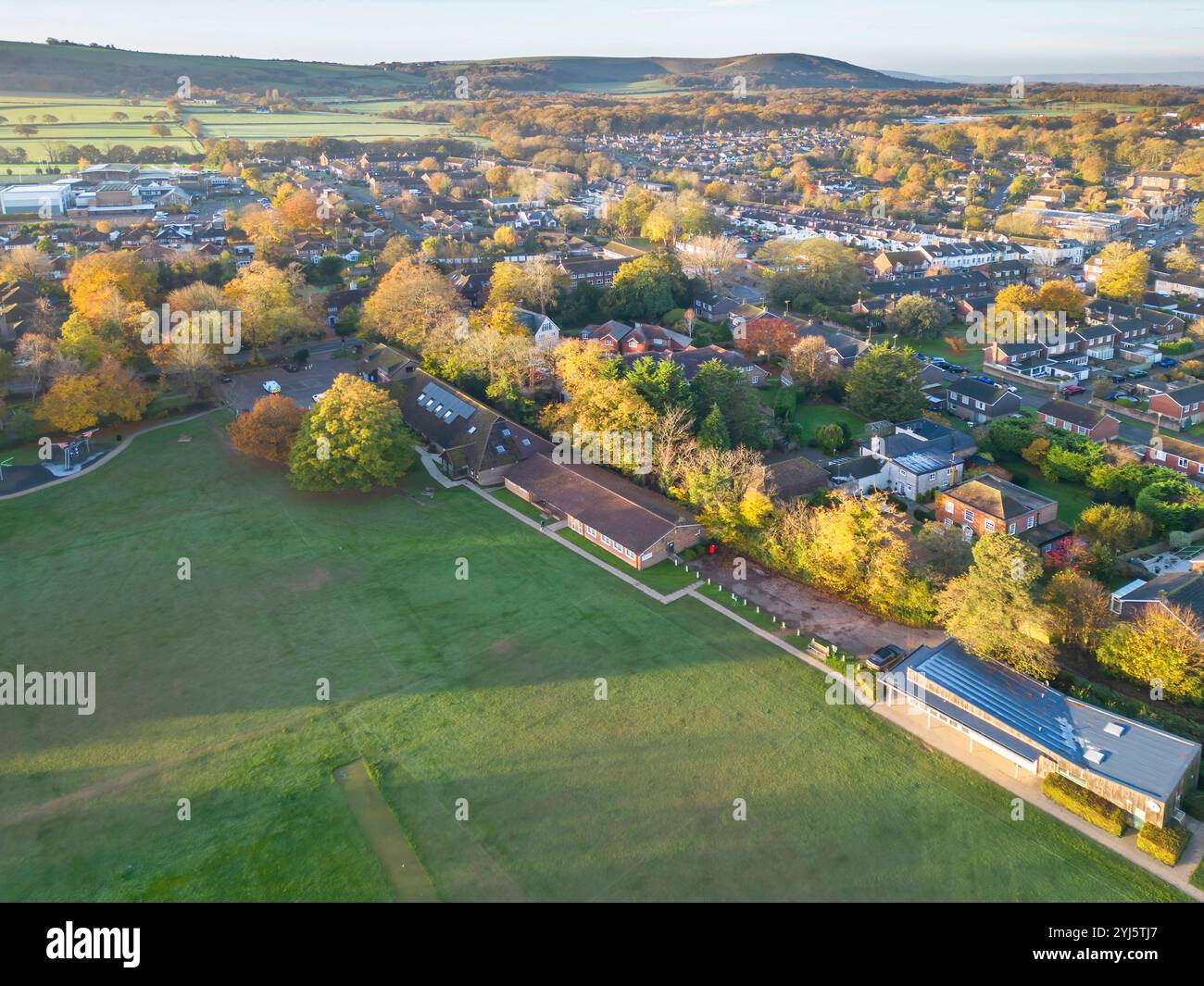 aerial view of the adastra playing fields and town in hassocks west ...