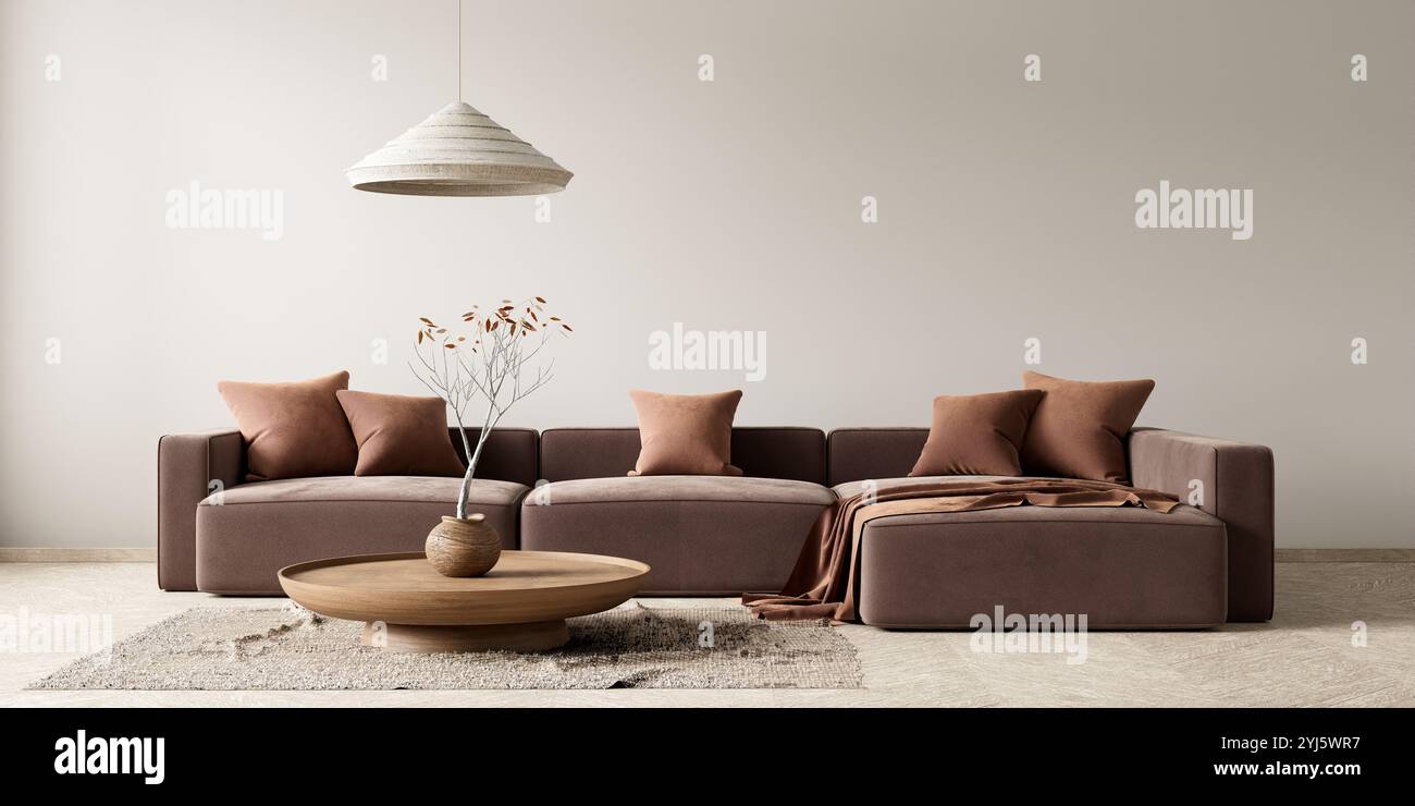 Boho style decorated livinig room. Modern authentic Interior design of ...